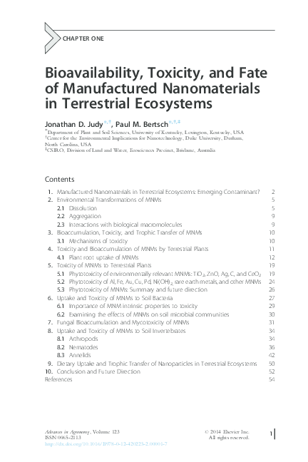 (PDF) Bioavailability, Toxicity, and Fate of Manufactured Nanomaterials ...