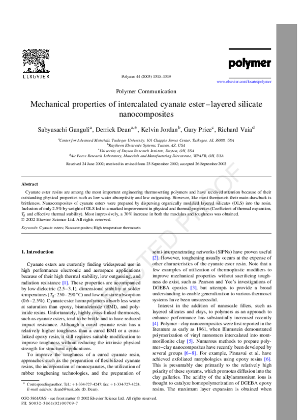 (PDF) Mechanical properties of intercalated cyanate ester–layered ...