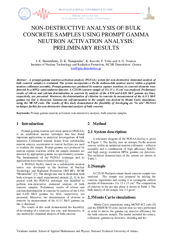 (PDF) Non-Destructive Analysis of Bulk Concrete Samples Using Prompt ...