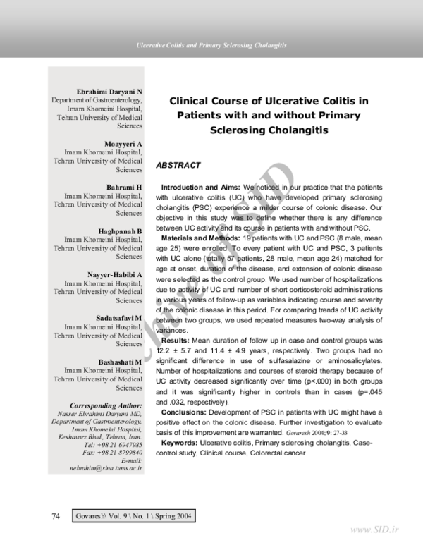 (PDF) Clinical course of ulcerative colitis in patients with and ...