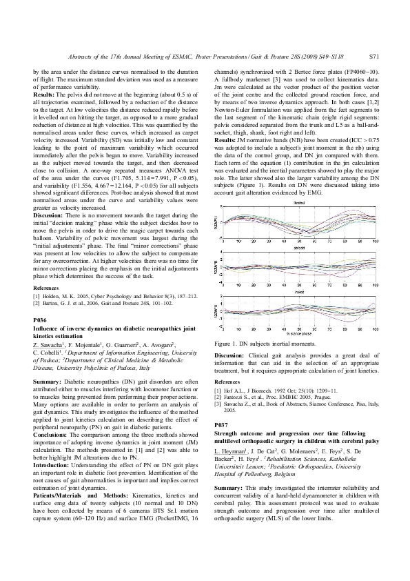 (PDF) P036 Influence of inverse dynamics on diabetic neuropathics joint kinetics estimation