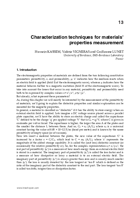 (PDF) Characterization Techniques for Materials’ Properties Measurement