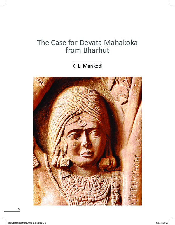 (PDF) The Case for Devata Mahakoka from Bharhut