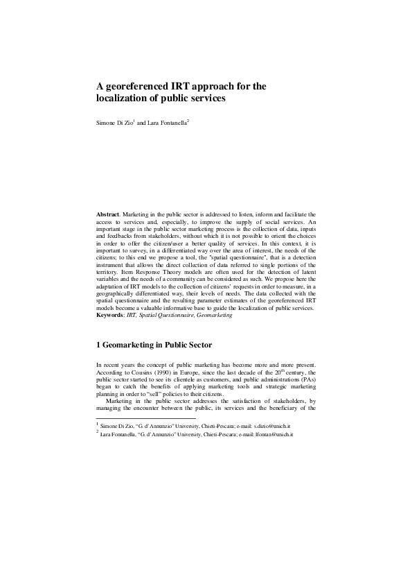 (PDF) A georeferenced IRT approach for the localization of public services