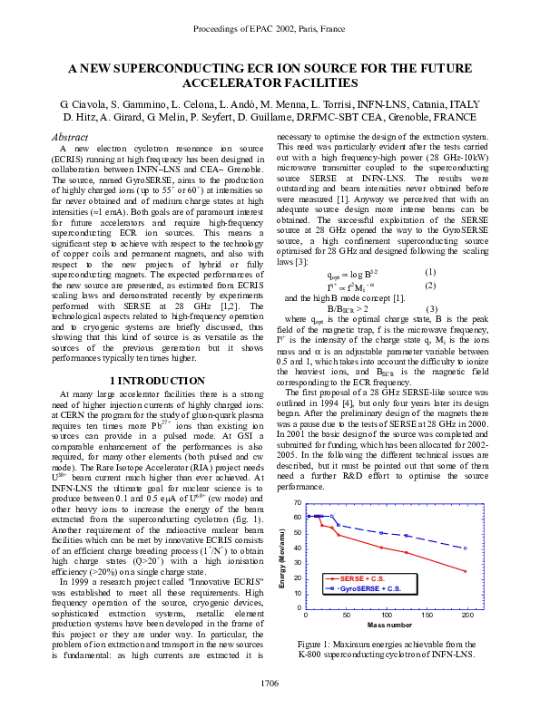 (PDF) A New Superconducting Ecr Ion Source for the Future Accelerator Facilities