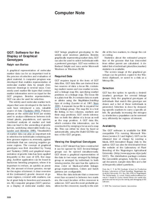 (PDF) Computer note. GGT: software for the display of graphical genotypes