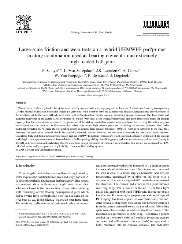 (PDF) Large-scale friction and wear tests on a hybrid UHMWPE-pad/primer ...