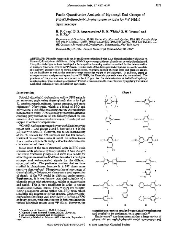 (PDF) Quantitative 31P NMR for PPO Hydroxyl Analysis