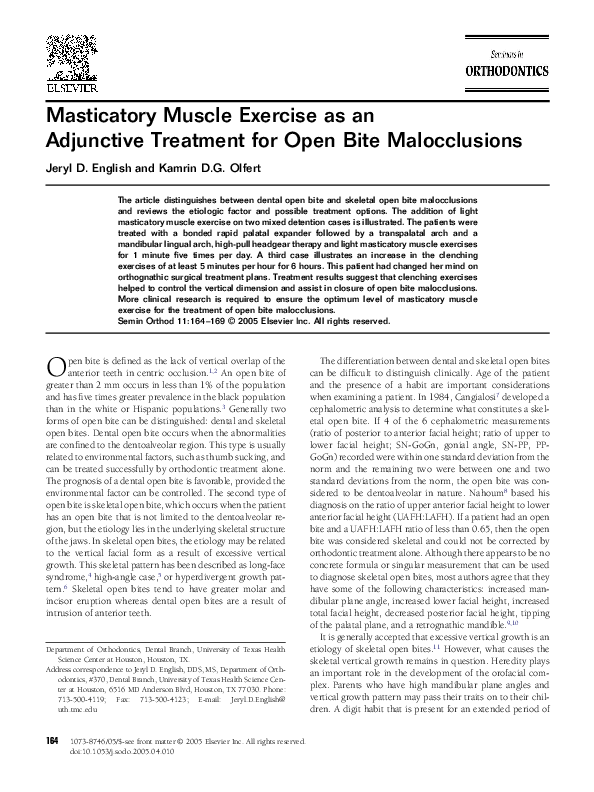 (PDF) Masticatory Muscle Exercise as an Adjunctive Treatment for Open ...