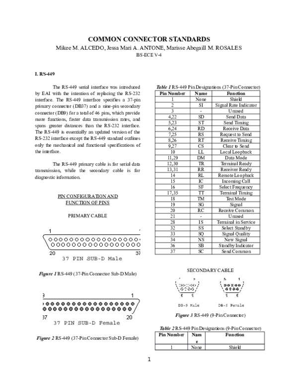 (DOC) COMMON CONNECTOR STANDARDS