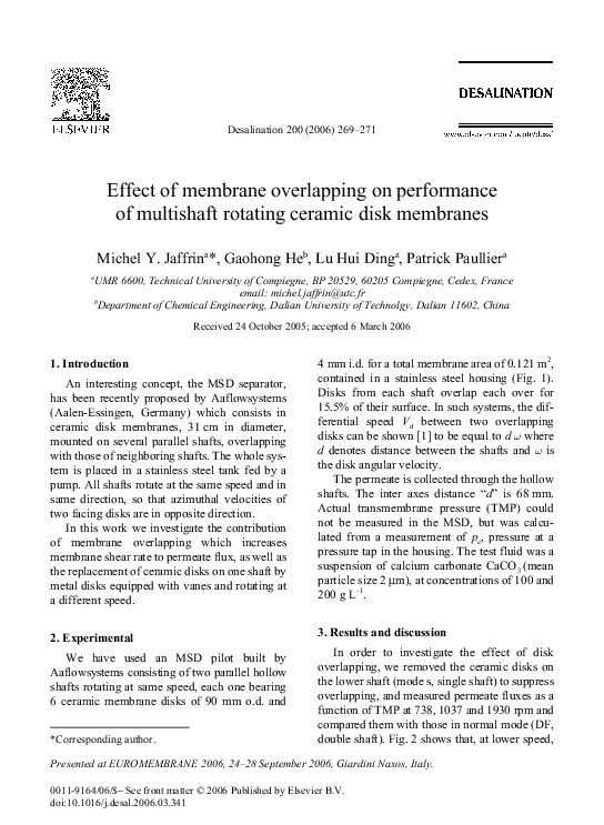(PDF) Effect of membrane overlapping on performance of multishaft ...