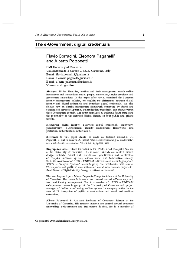 (PDF) The e-Government digital credentials