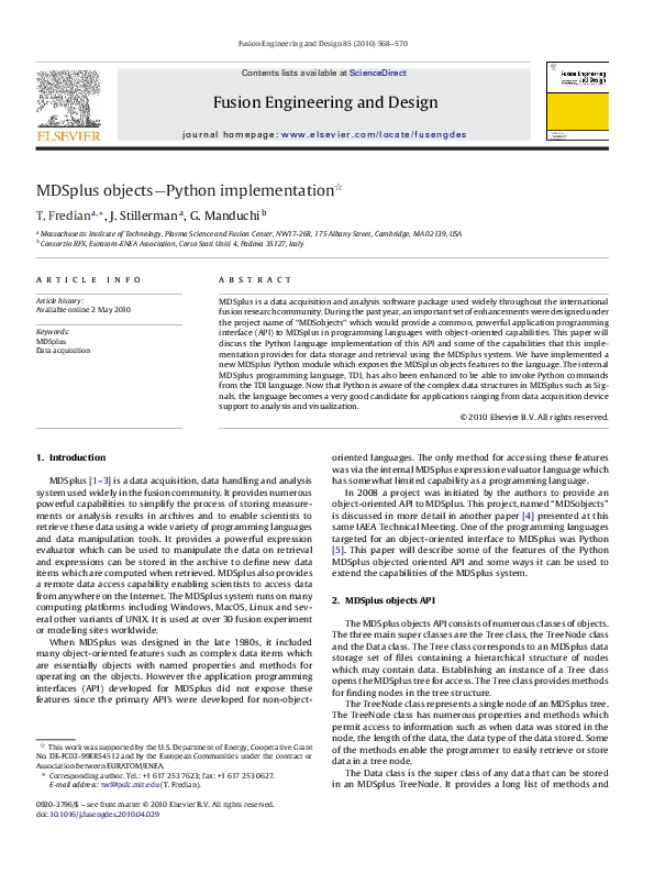 (PDF) MDSplus objects—Python implementation