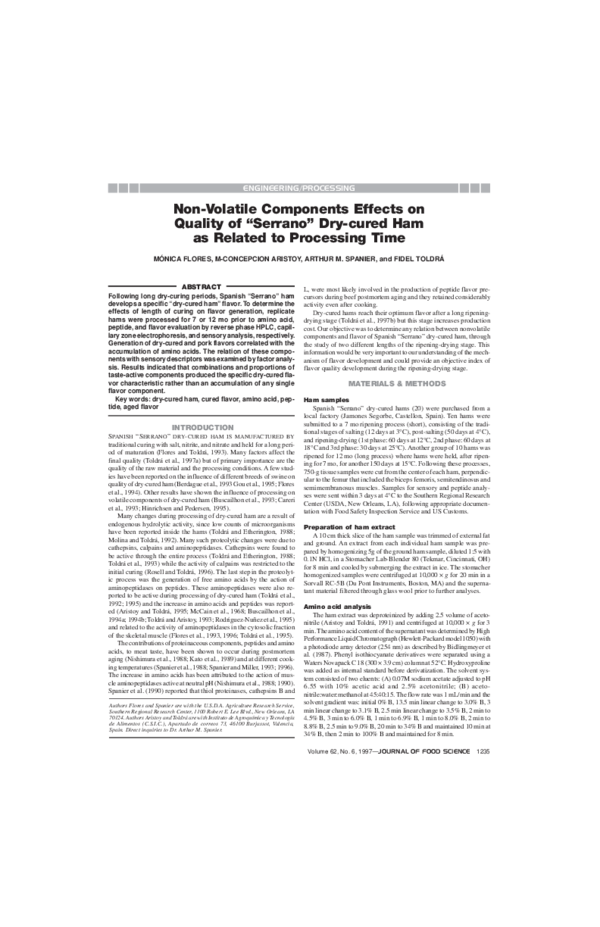 (PDF) Non-Volatile Components Effects on Quality of "Serrano" Dry-cured ...