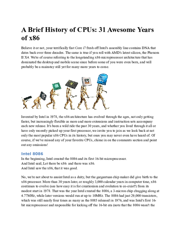 (DOC) A Brief History of CPUs