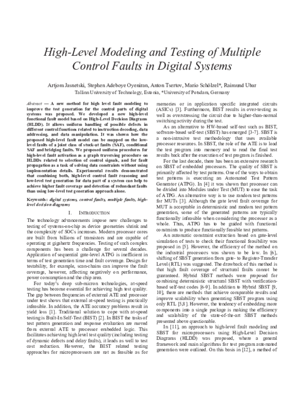 (PDF) High-Level Modeling and Testing of Multiple Control Faults in ...