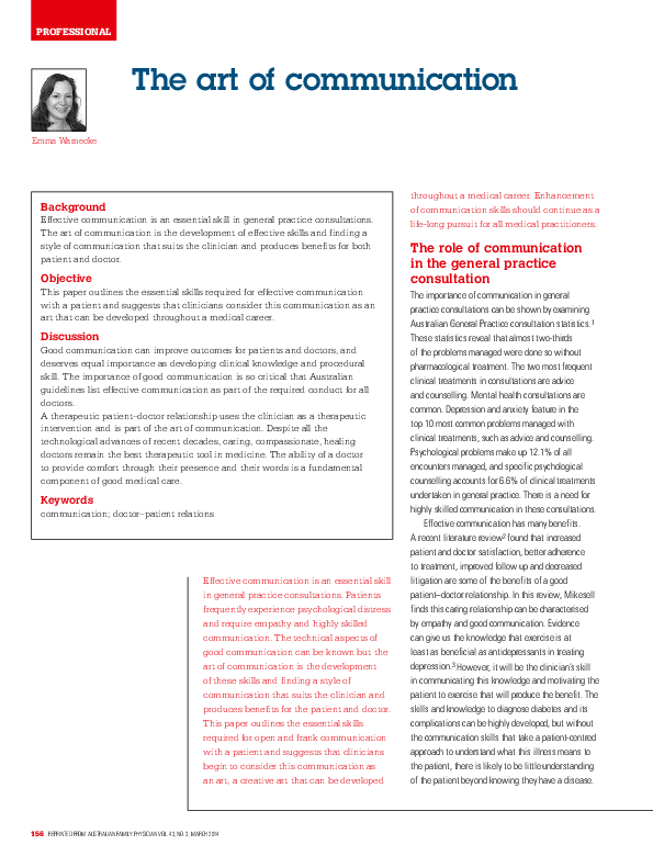 (PDF) The art of communication in medicine