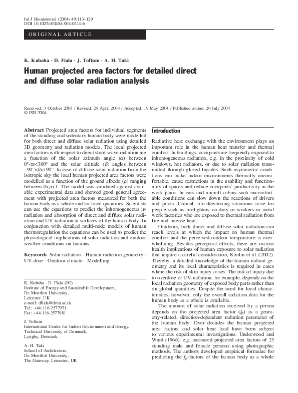 (PDF) Human projected area factors for detailed direct and diffuse ...
