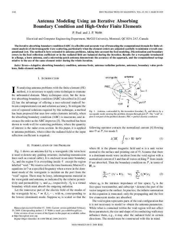 Pdf Antenna Modeling Using An Iterative Absorbing Boundary Condition