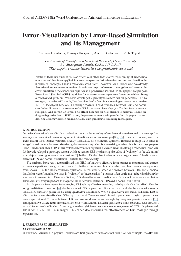 Pdf Error Visualization By Error Based Simulation And Its Management 9742