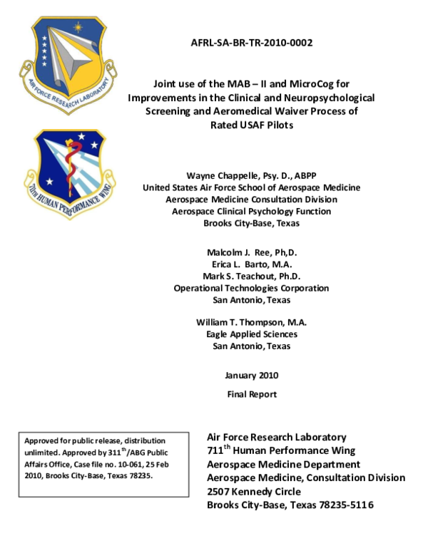 (PDF) Joint Use of the MAB-II and MicroCog for Improvements in the ...