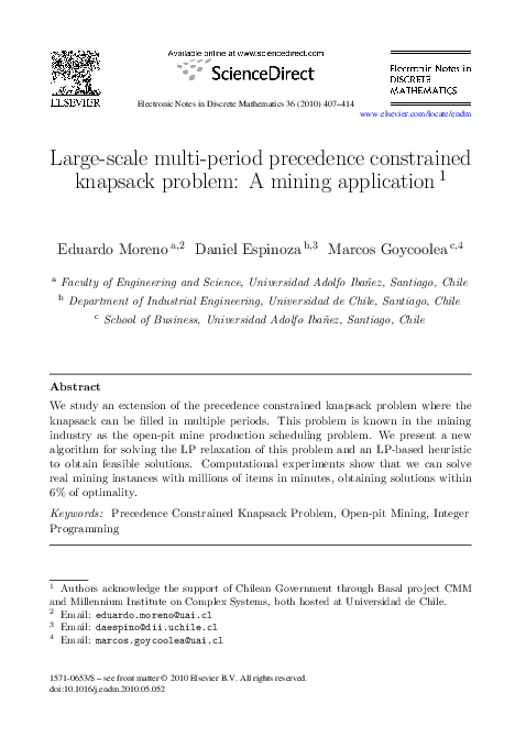 (PDF) Large-scale multi-period precedence constrained knapsack problem ...