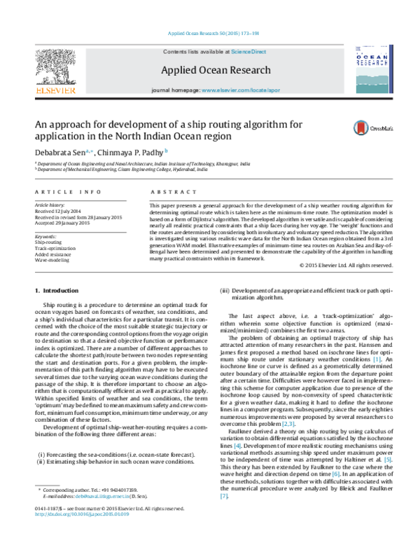 (PDF) An approach for development of a ship routing algorithm for ...