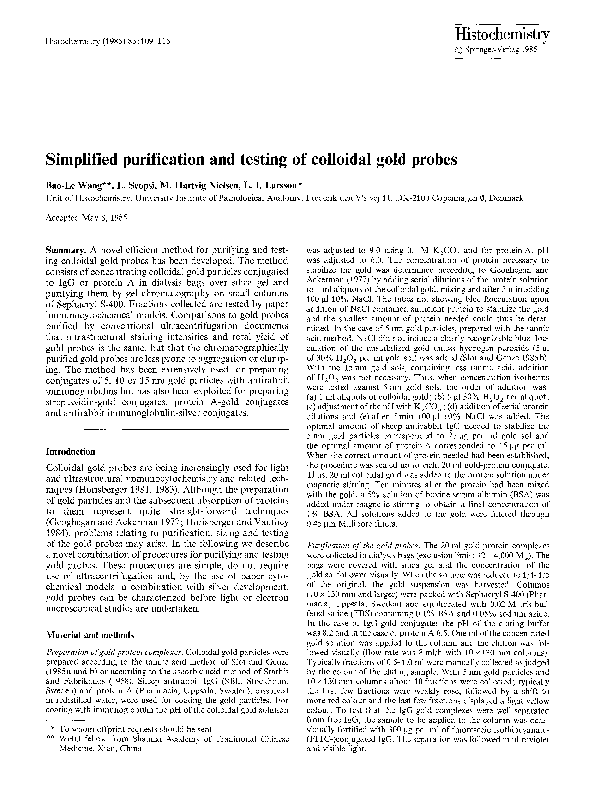 (PDF) Simplified purification and testing of colloidal gold probes