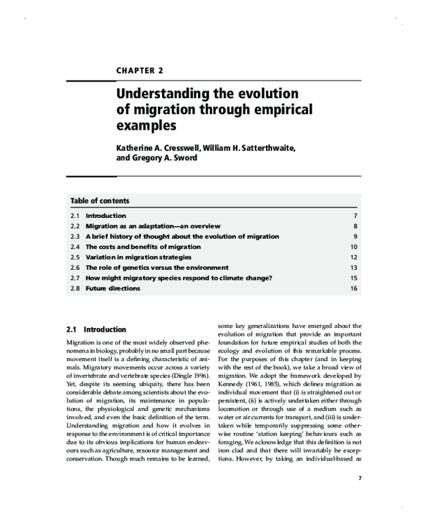 (PDF) Understanding the evolution of migration through empirical examples