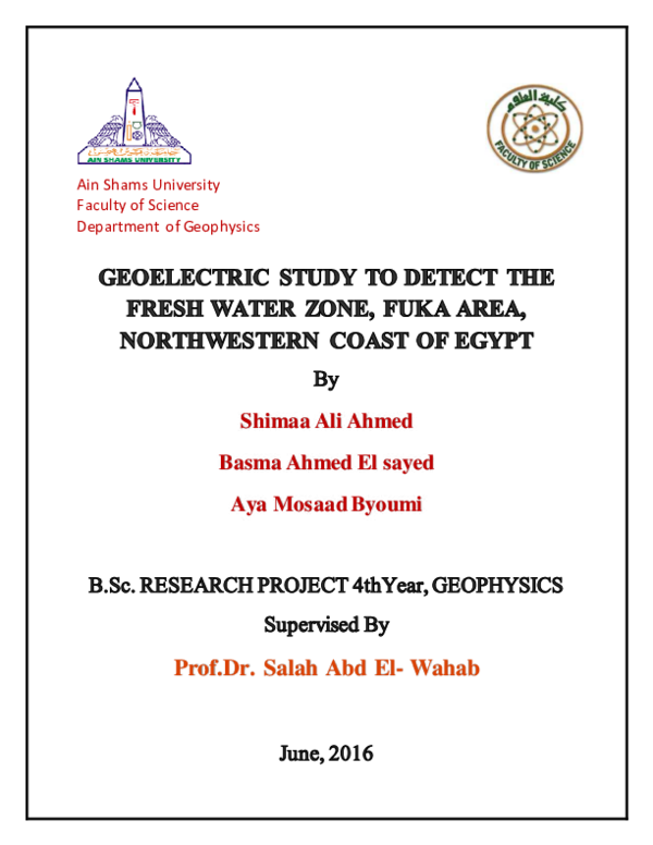 (PDF) Geoelectric study to detect the fresh zones, Fuka area ...