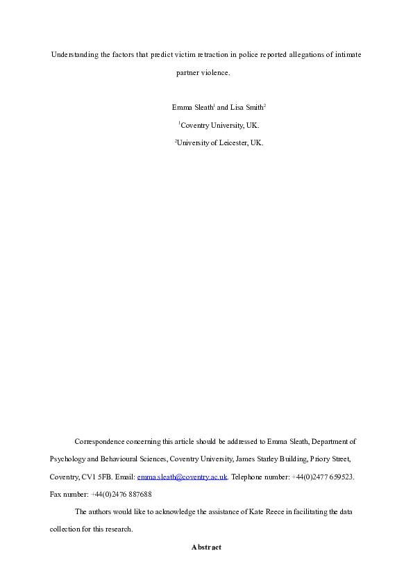 (DOC) Understanding the factors that predict victim retraction in ...