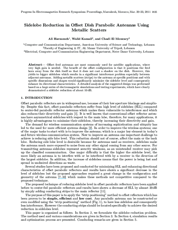 (PDF) Sidelobe Reduction in Offset Dish Parabolic Antennas Using ...