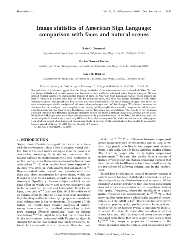 (PDF) Image statistics of American Sign Language: comparison with faces ...