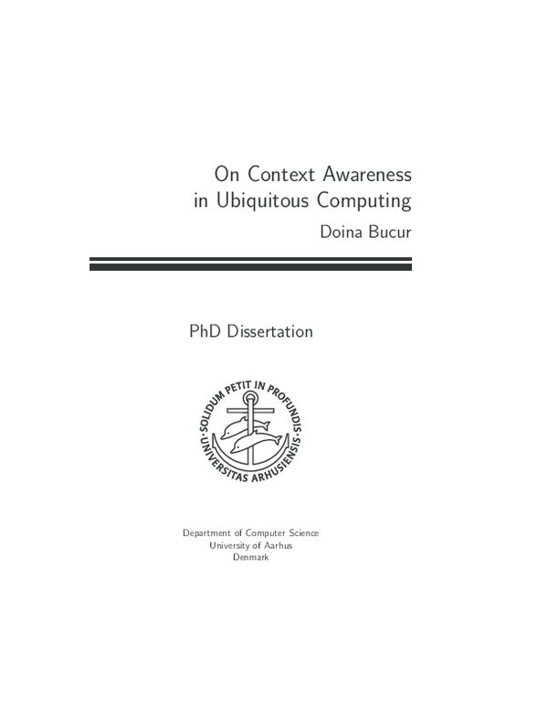 (PDF) On Context Awareness in Ubiquitous Computing