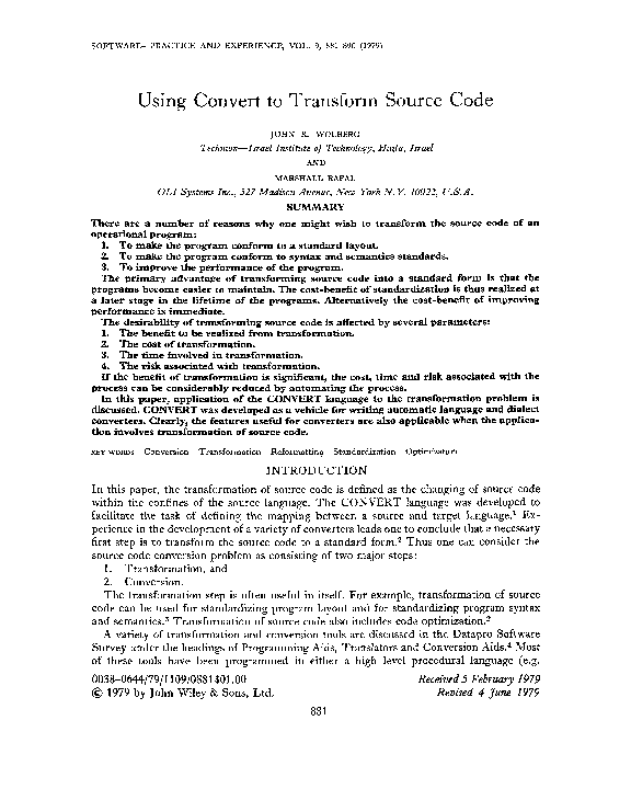 (PDF) Using convert to transform source code