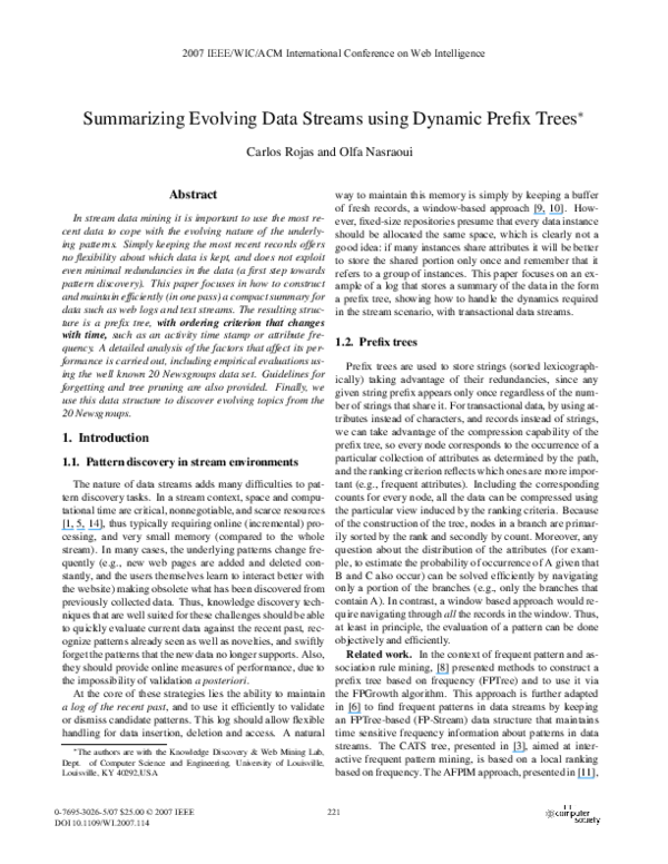 (PDF) Summarizing Evolving Data Streams using Dynamic Prefix Trees