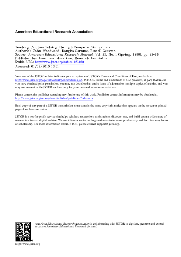 (PDF) Teaching Problem Solving Through Computer Simulations