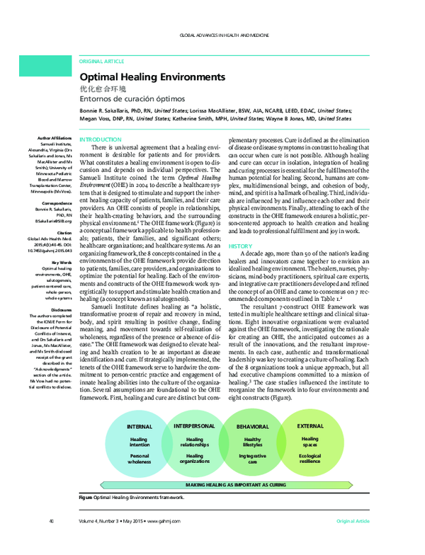 (PDF) Optimal Healing Environments