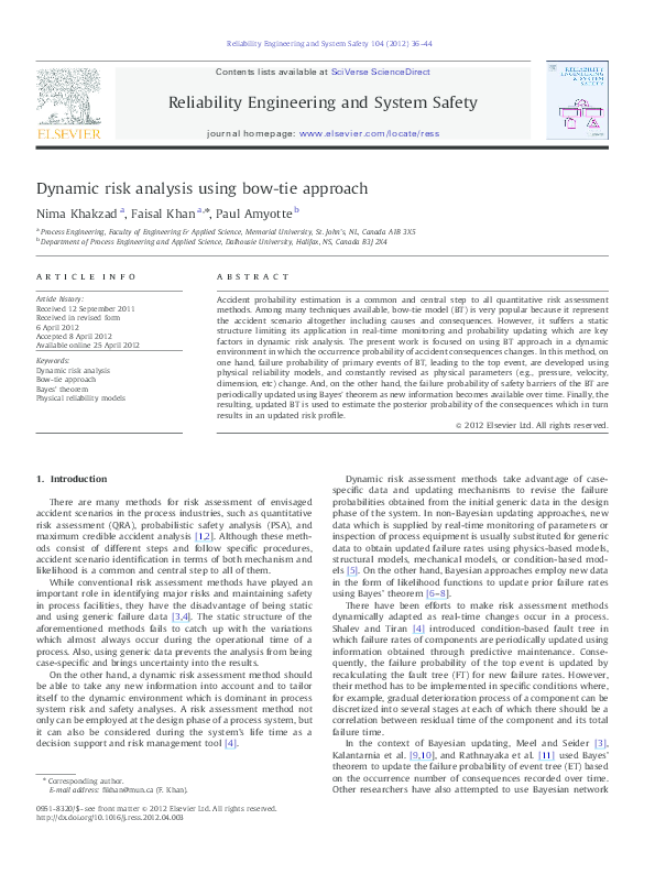 (PDF) Dynamic risk analysis using bow-tie approach