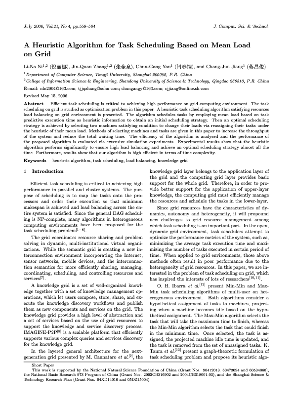 (PDF) A Heuristic Algorithm for Task Scheduling Based on Mean Load on Grid