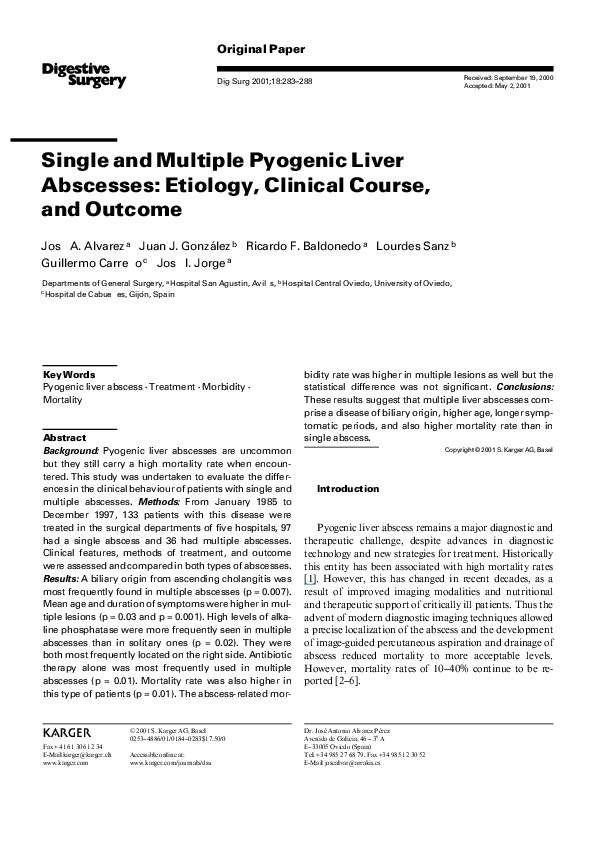 (PDF) Single and Multiple Pyogenic Liver Abscesses: Etiology, Clinical ...