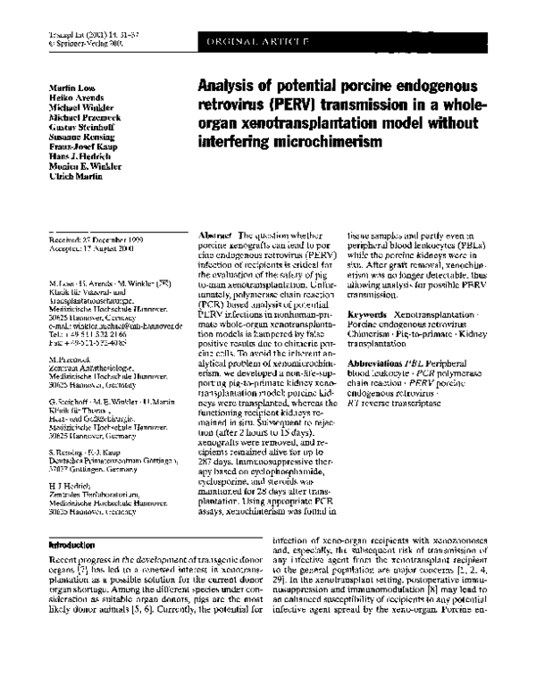 (PDF) Analysis of potential porcine endogenous retrovirus (PERV ...