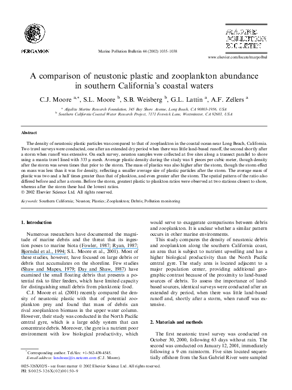 (PDF) A comparison of neustonic plastic and zooplankton at different ...
