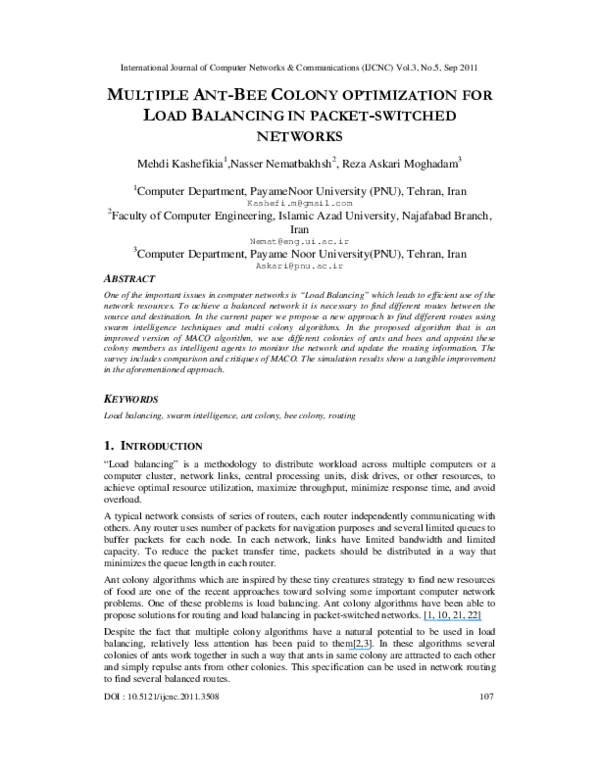 (PDF) Multiple ant-bee colony optimization for load balancing in packet-switched networks
