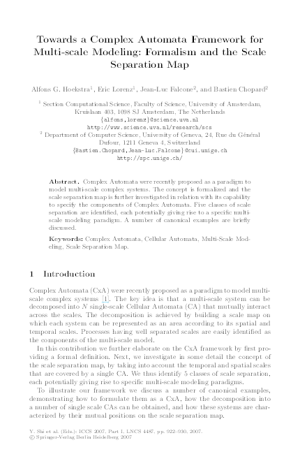 (PDF) Towards a Complex Automata Framework for Multi-scale Modeling: Formalism and the Scale ...