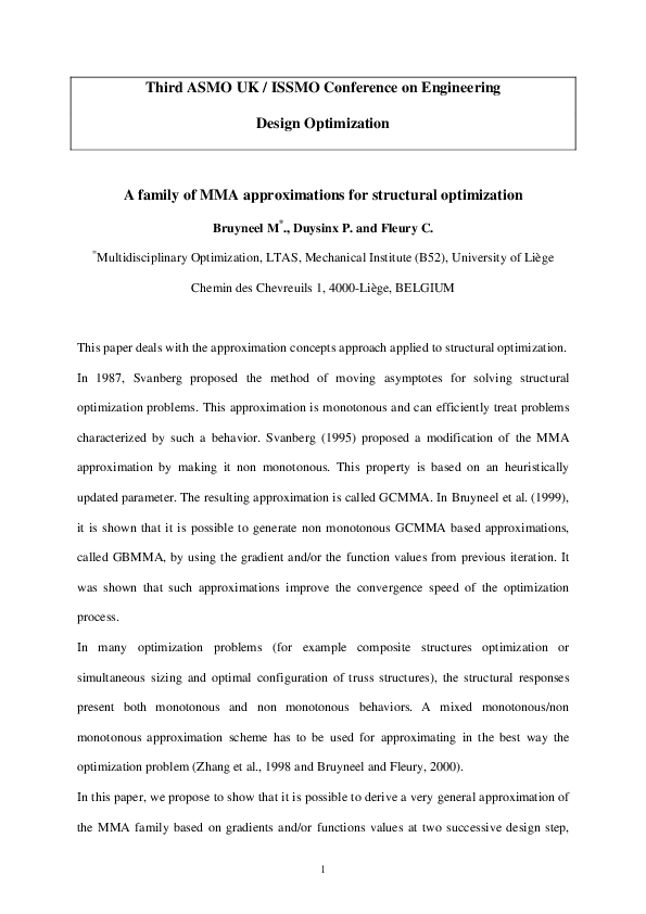 (PDF) A family of MMA approximations for structural optimization