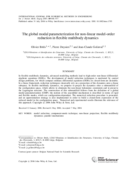 Pdf The Global Modal Parameterization For Non Linear Model Order