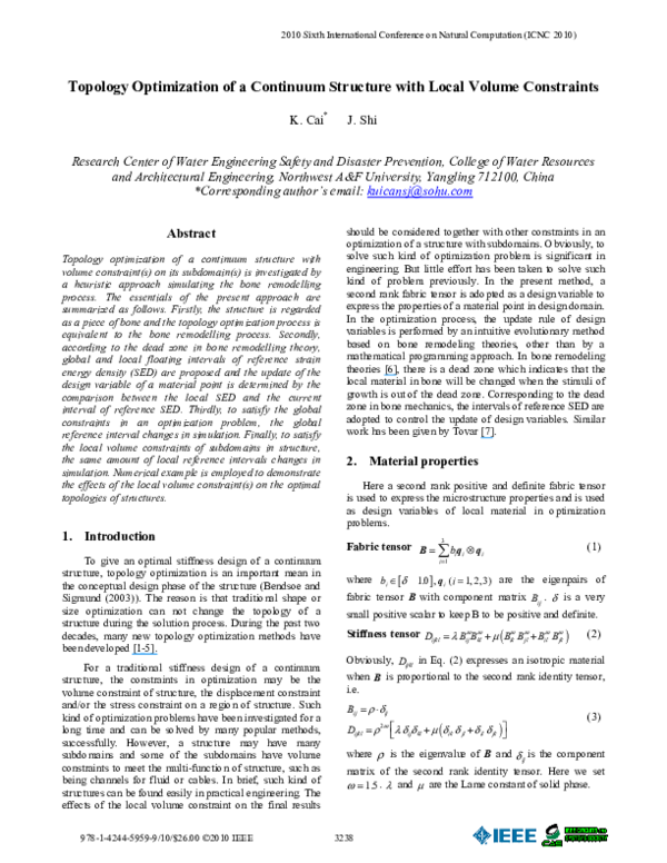 Pdf Topology Optimization Of Continuum Structures With Local Stress Constraints Pierre