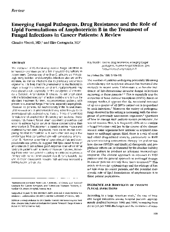 (PDF) Emerging fungal pathogens, drug resistance and the role of lipid ...