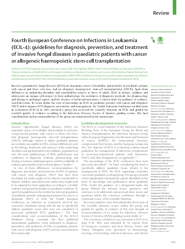 (PDF) Fourth European Conference on Infections in Leukaemia (ECIL-4 ...